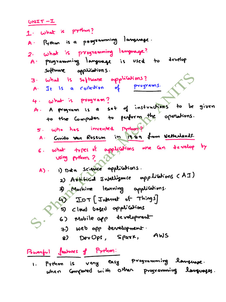 Notes Pythom Anits Mech r20 Sllbus by Phani | PDF | Rounding | String ...
