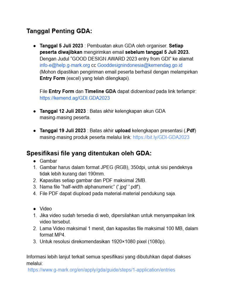 Persyaratan GDI-GDA 2023 | PDF