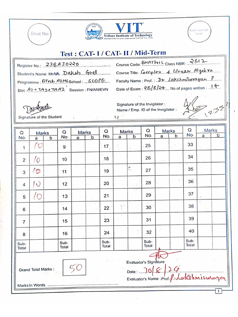 Fallsem2024-25 Bmat201l TH VL2024250102512 Sample-Answer-Sheets-Cat1 | PDF