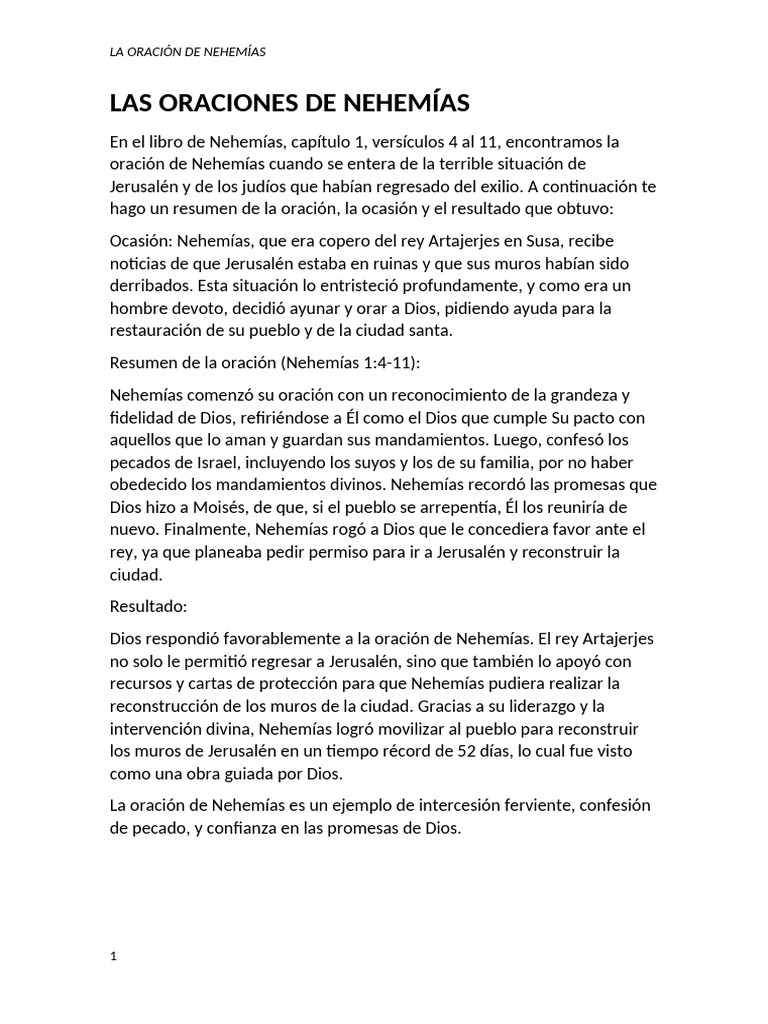 Oraciones de Nehemías: Fe y Restauración | PDF | Sacerdote | Jerusalén