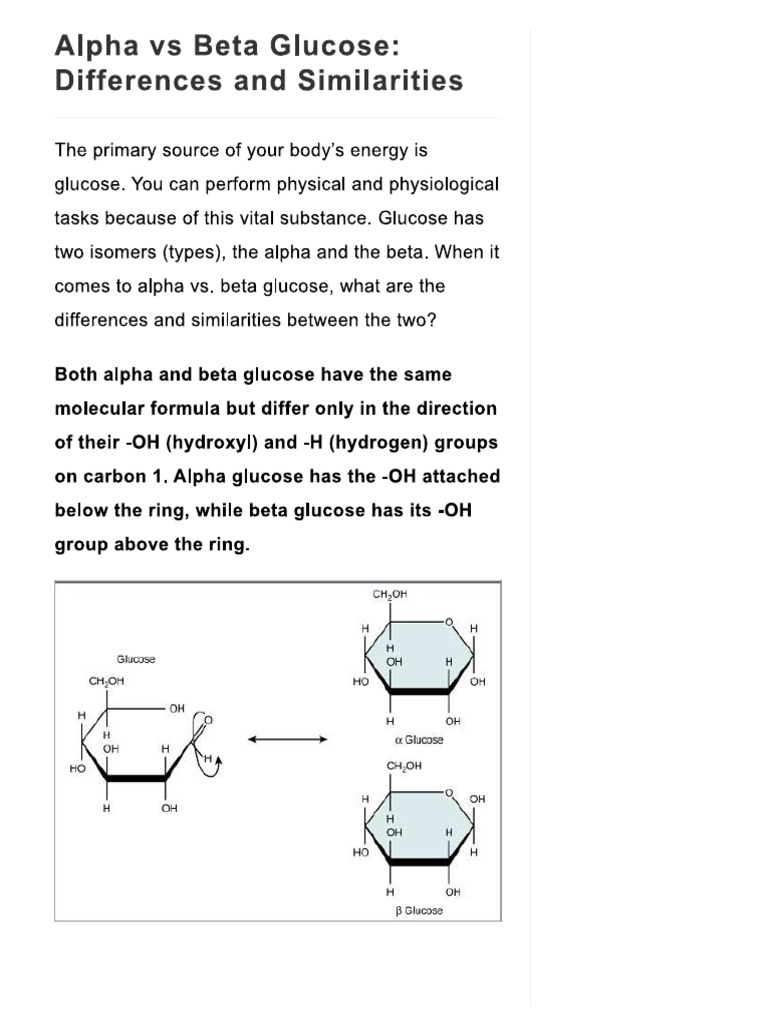 Alpha and Beta Glucose | PDF
