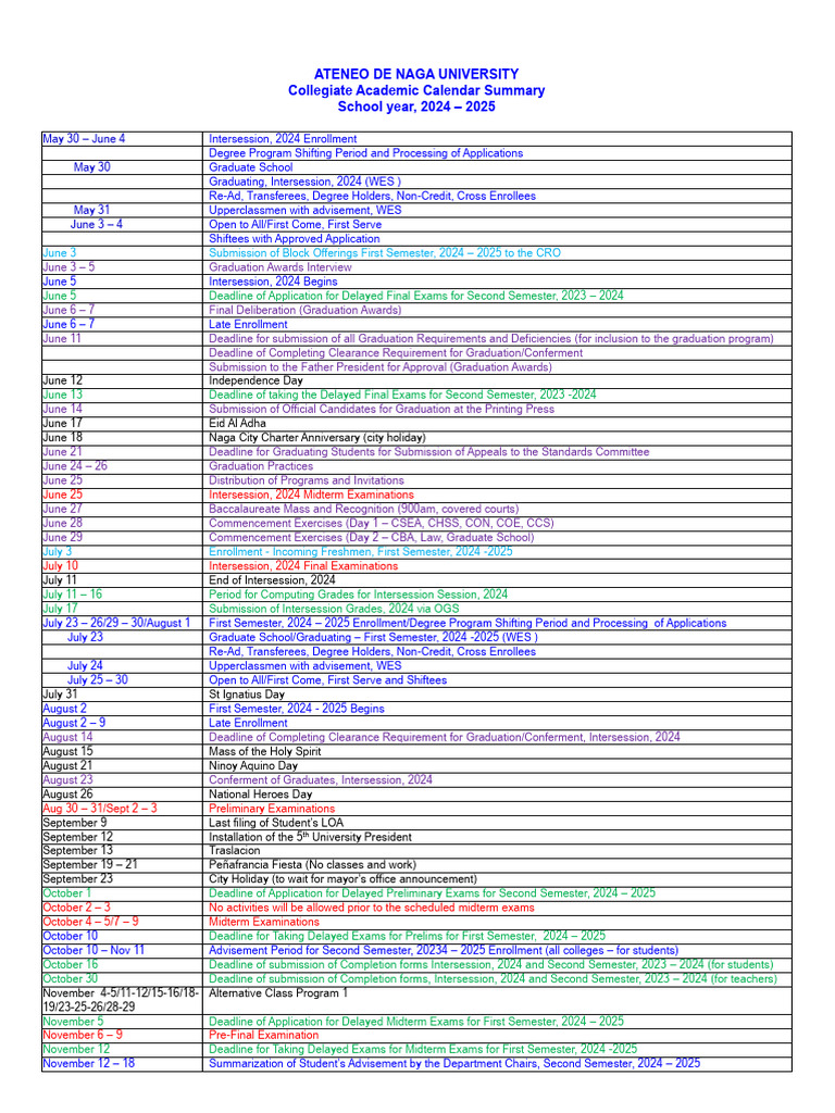 Calendar of Activities Sy2024 2025 | PDF | Academic Term | Educational ...