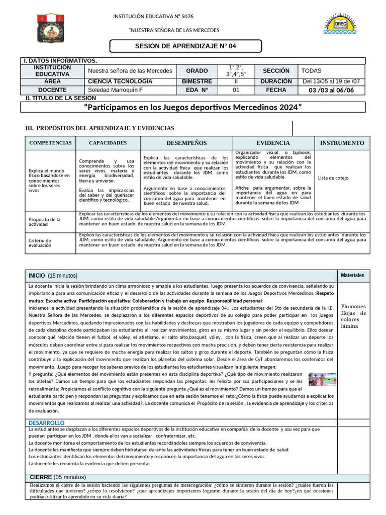 Juegos Deportivos y Física en IE 5076 | PDF | Aprendizaje | Evaluación
