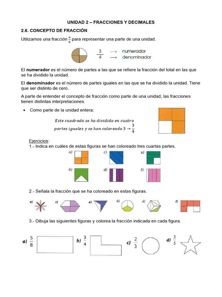 Unidad 2 - Fracciones | PDF | Matemáticas | Álgebra
