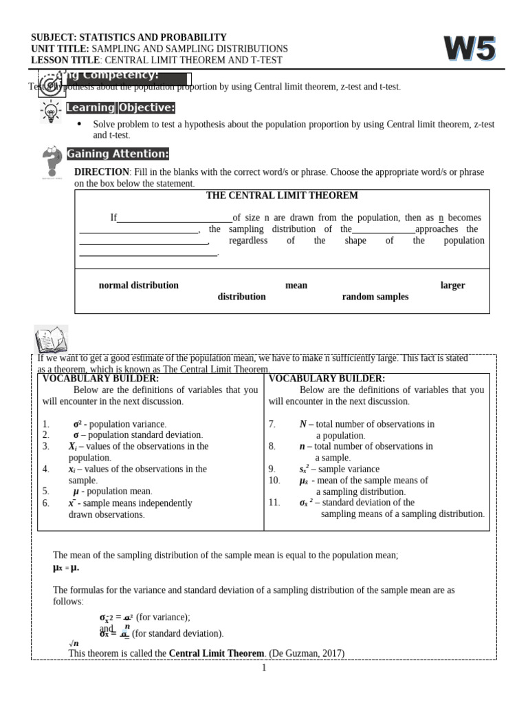 Module-5-Statistics-And-Probability 11 | PDF | Variance | Student's T Test