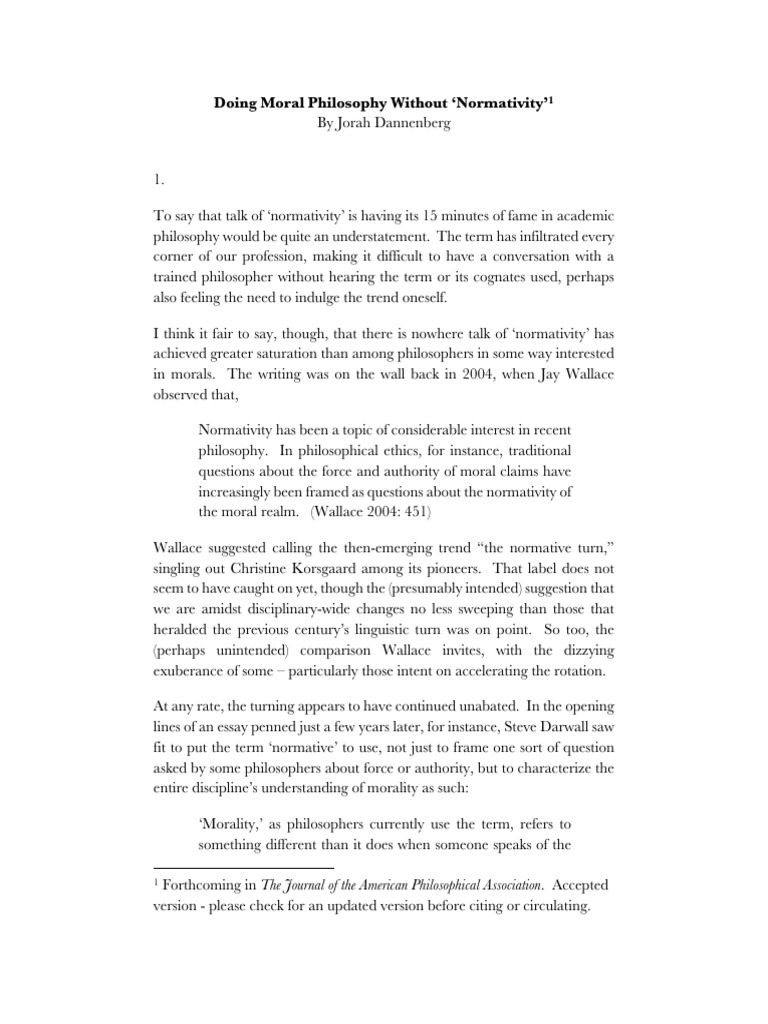 Doing Moral Philosophy Without Normativity | PDF | Morality | John Rawls
