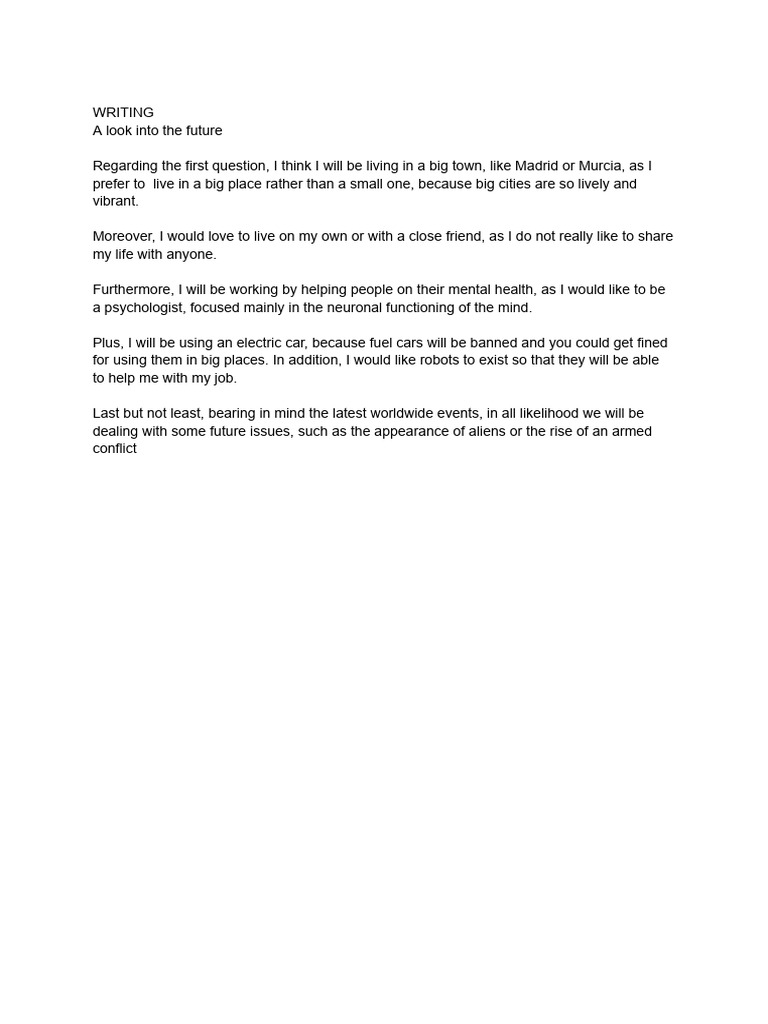 WRITING: A Look Into The Future | PDF