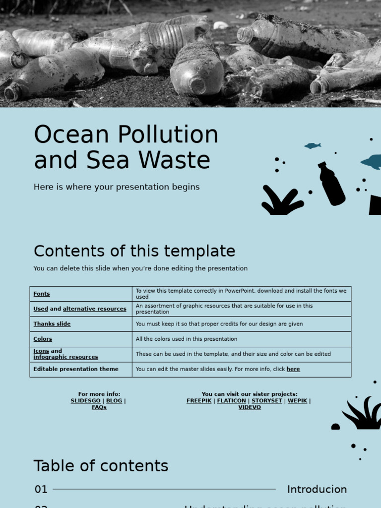 Ocean Pollution and Sea Waste by Slidesgo | PDF | Planets | Mercury ...