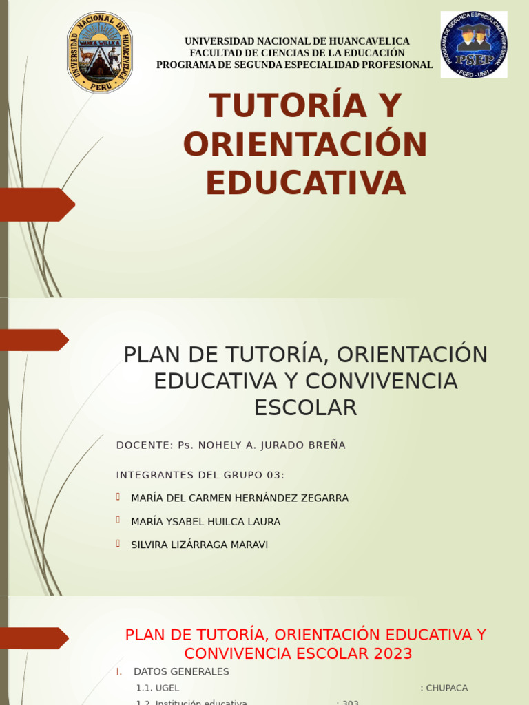 Plan de Tutoría y Orientación Educativa 2023 | PDF | Enseñando | Escuelas