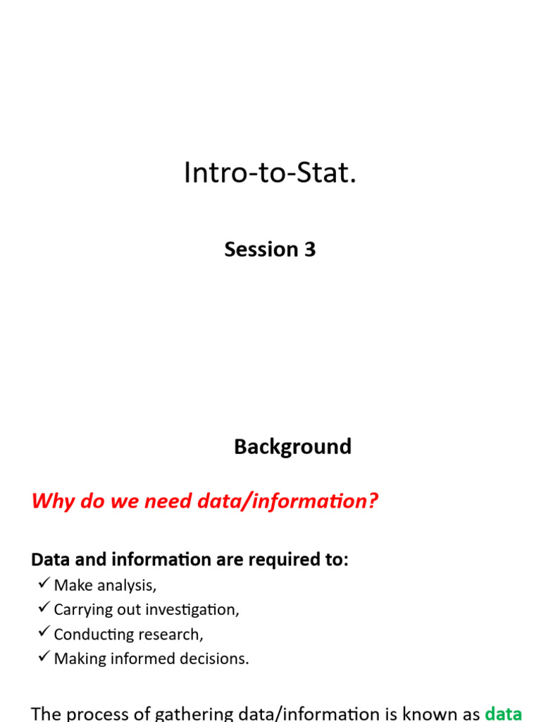 Intro To Stat Session 3 | PDF | Data | Mode (Statistics)