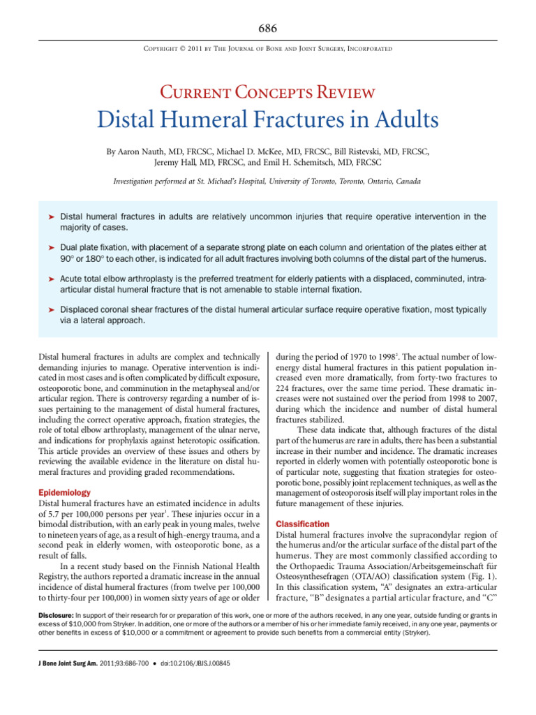 Distal Humeral Fractures: Treatment Insights | PDF | Elbow | Osteoporosis