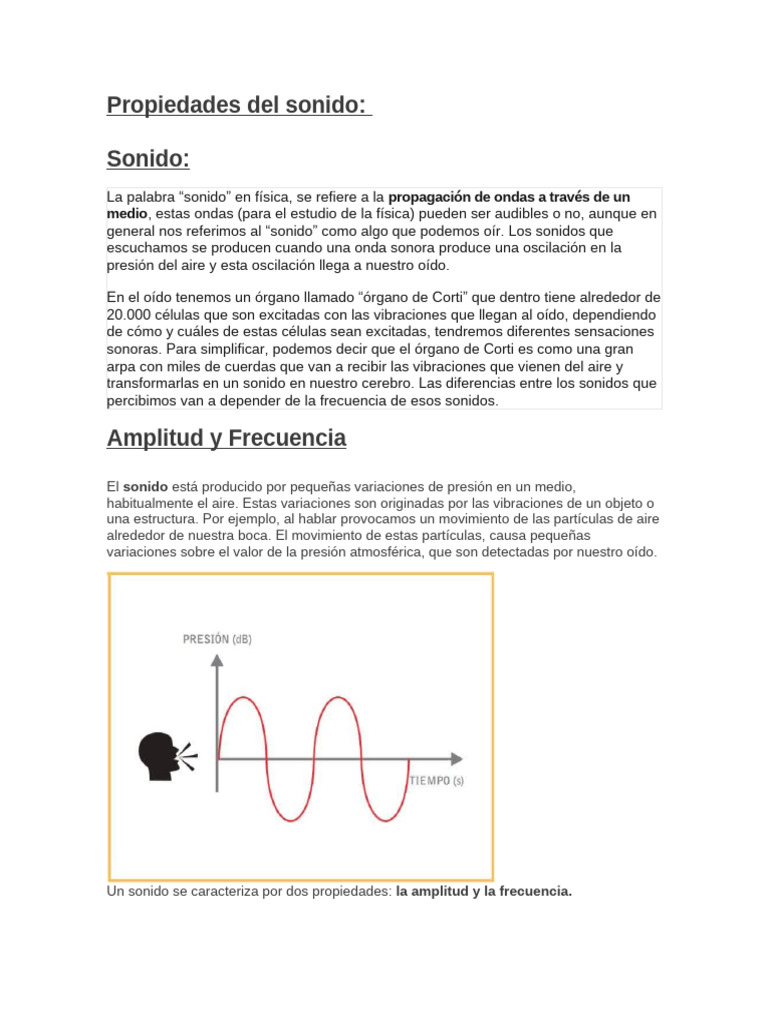 Propiedades Del Sonido, Amplitud y Frecuencia | PDF | Sonido | Decibel