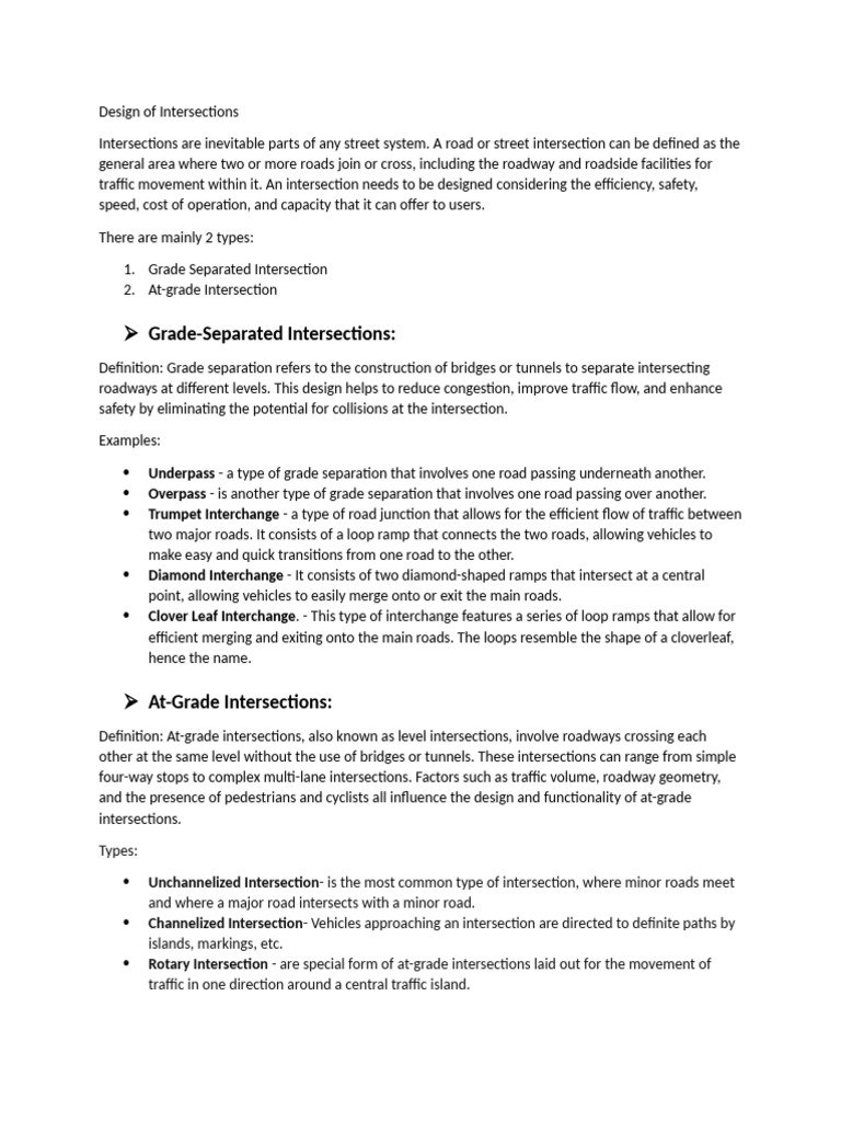 Design of Intersectionfinal | PDF | Interchange (Road) | Intersection ...