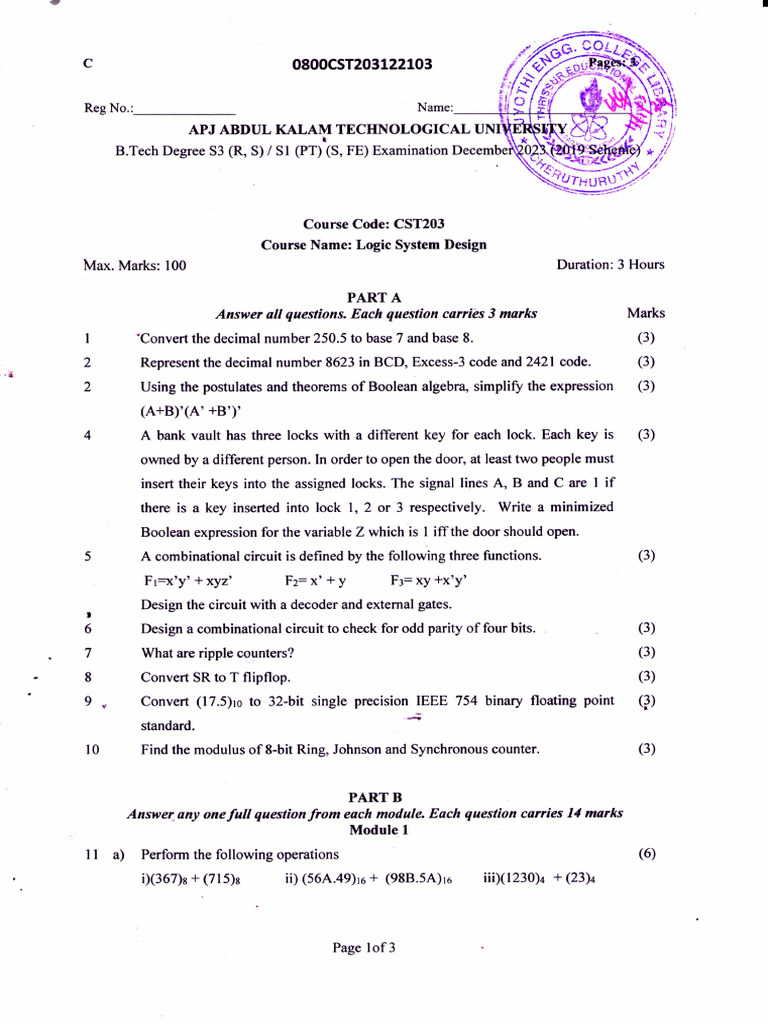 QP 23 | PDF | Binary Coded Decimal | Boolean Algebra