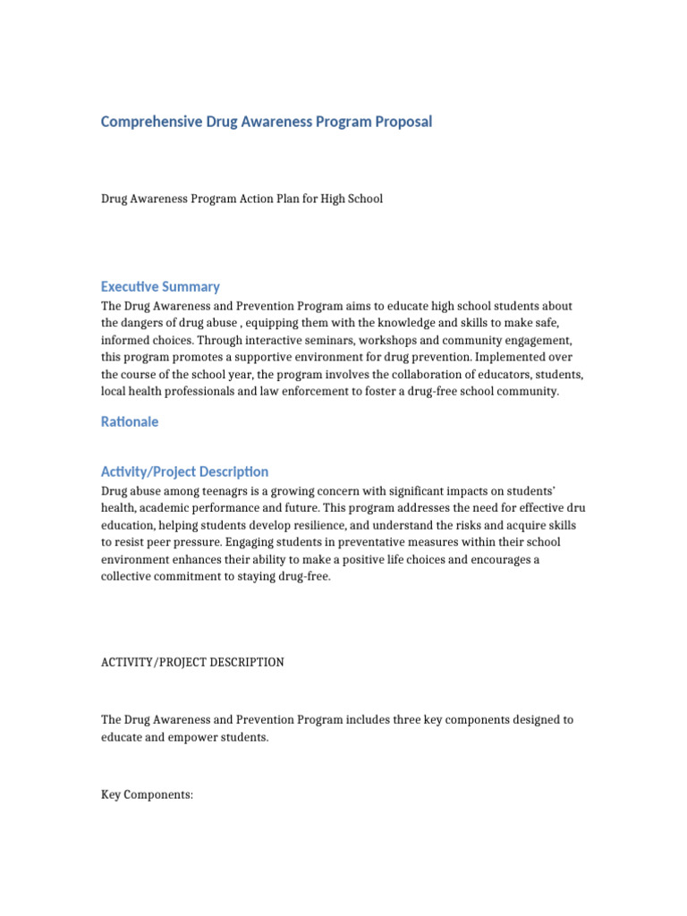 High School Drug Awareness Program | PDF | Substance Abuse | Social ...