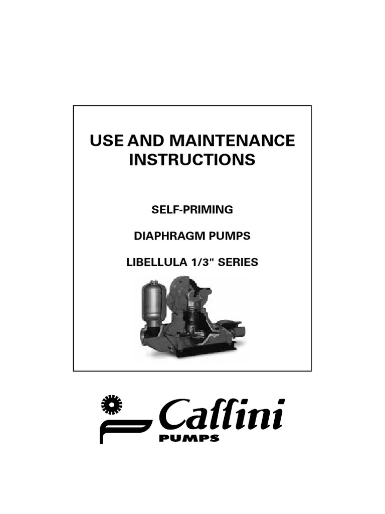 Libellula 13 Inch Self-Priming Diaphragm Pump Use and Maintenance ...