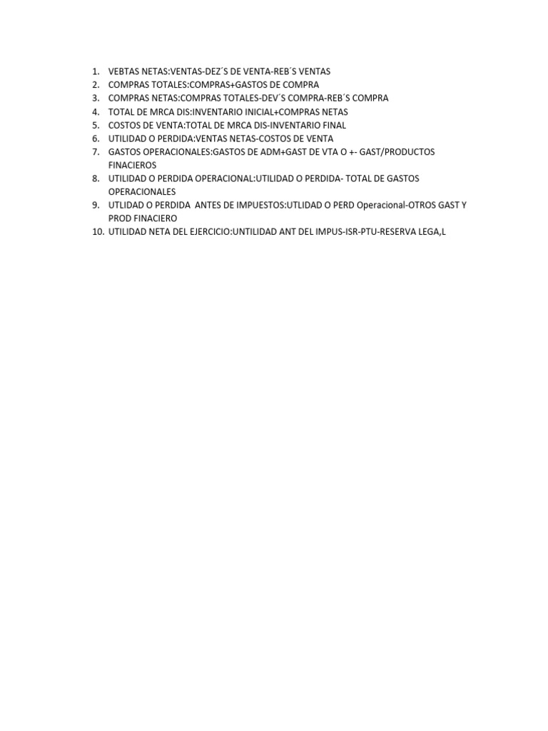 Formulas | PDF