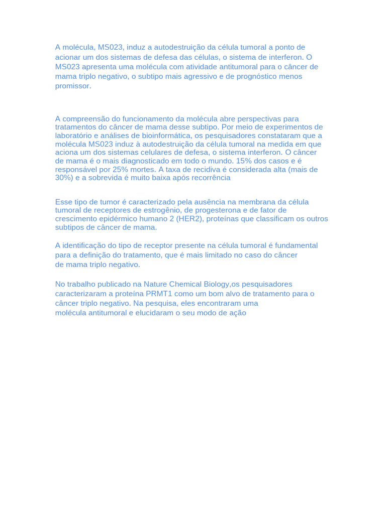 MS023: Nova Molecula Antitumoral para Câncer de Mama | PDF