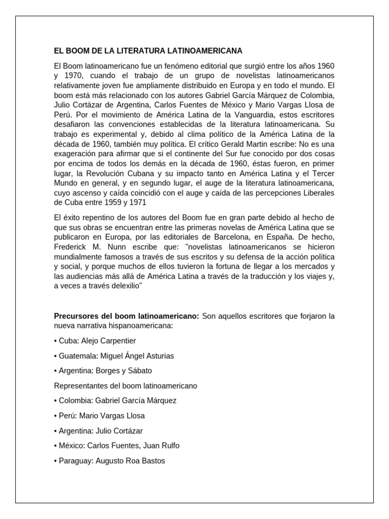 El Boom de la Literatura Latinoamericana | PDF