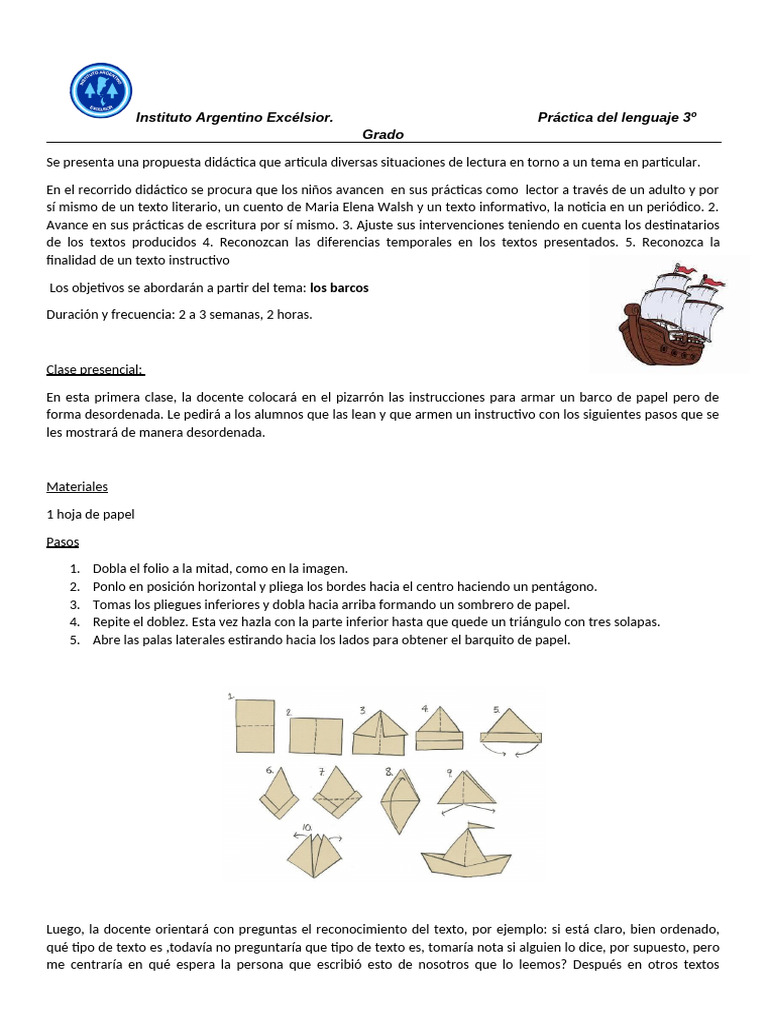 Instrucciones para hacer un barco de papel | PDF