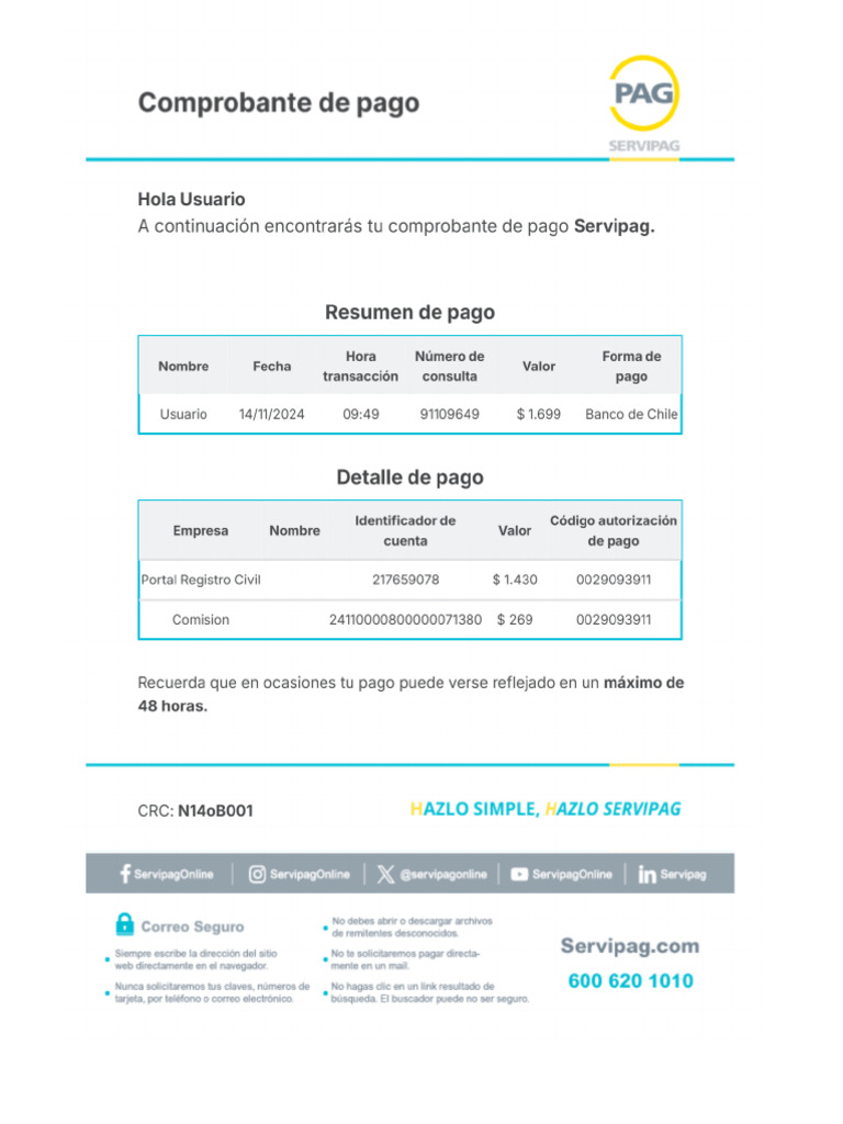 Comprobante de Pago | PDF