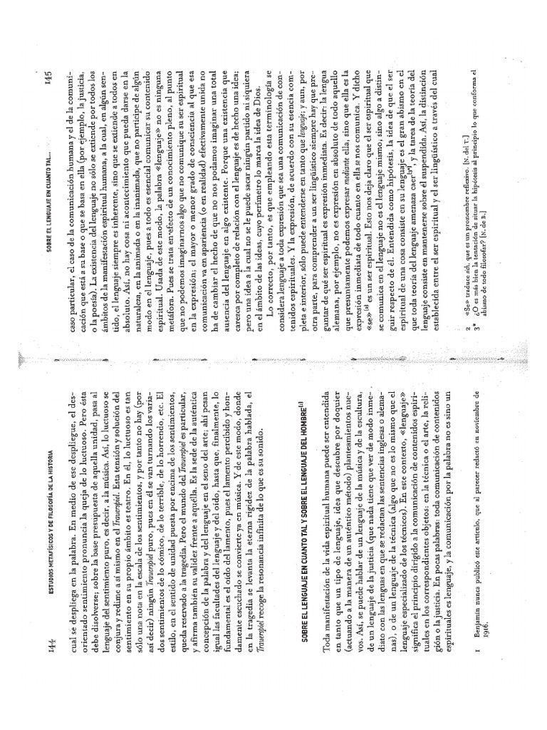 Walter Benjamin Sobre Crítica de La Violencia y Lenguaje. Obras II-1 ...