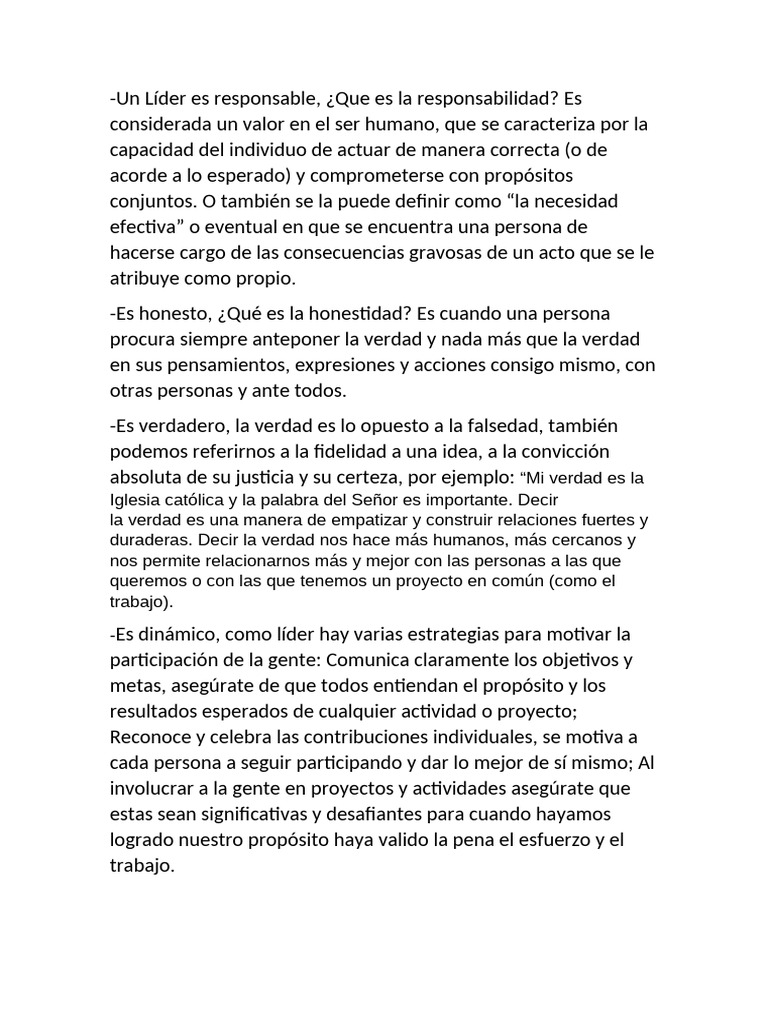 Características de un Líder Responsable | PDF | Verdad