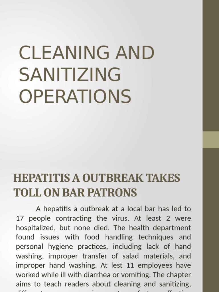 Cleaning and Sanitizing in Food Safety | PDF | Dishwasher | Disinfectant