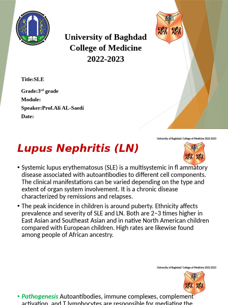 5 Sle | PDF | Human Diseases And Disorders | Medical Specialties