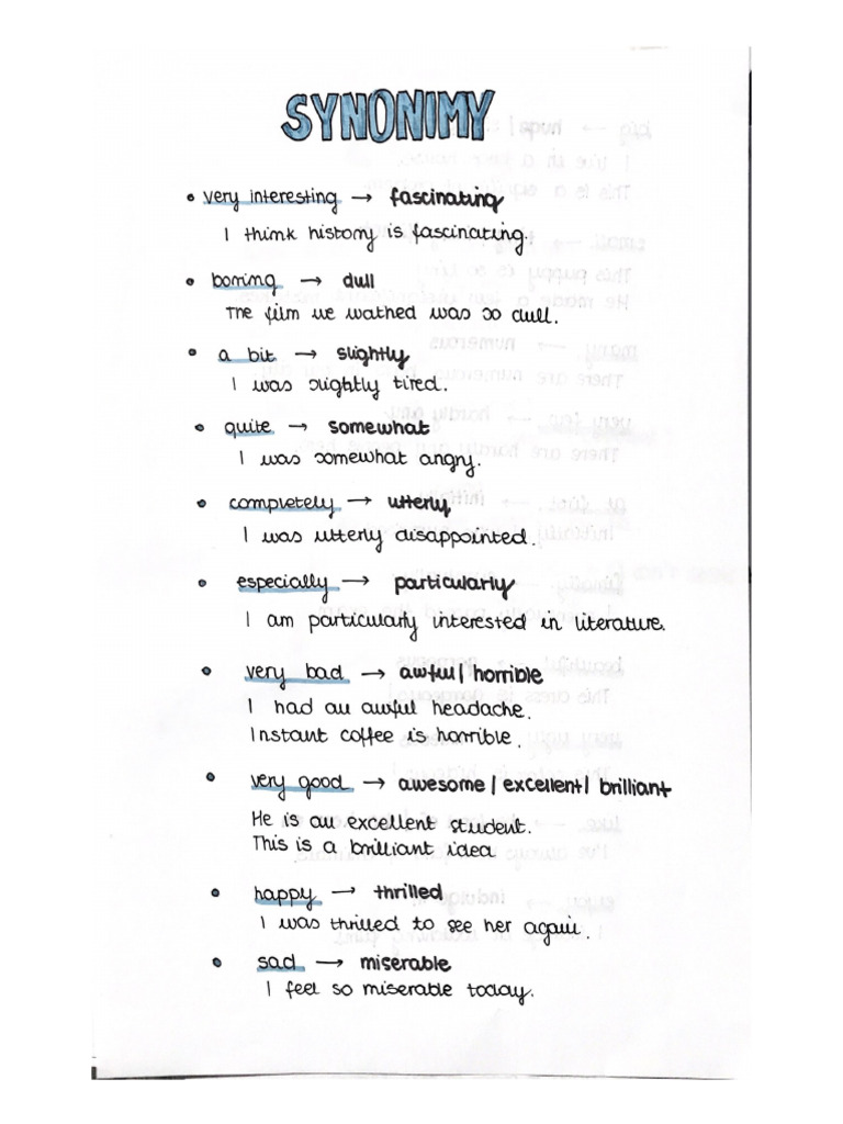SYNONIMY - Angielski | PDF
