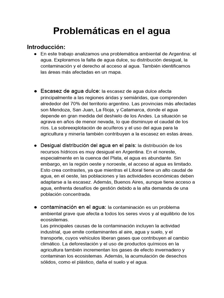 Problemáticas Del Agua Geografia Unidad 4 | PDF | Agua | Escasez de agua