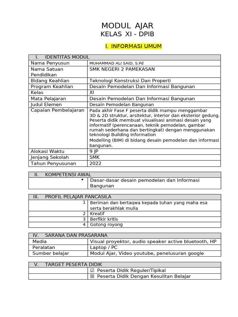 Modul Ajar DPIB | PDF