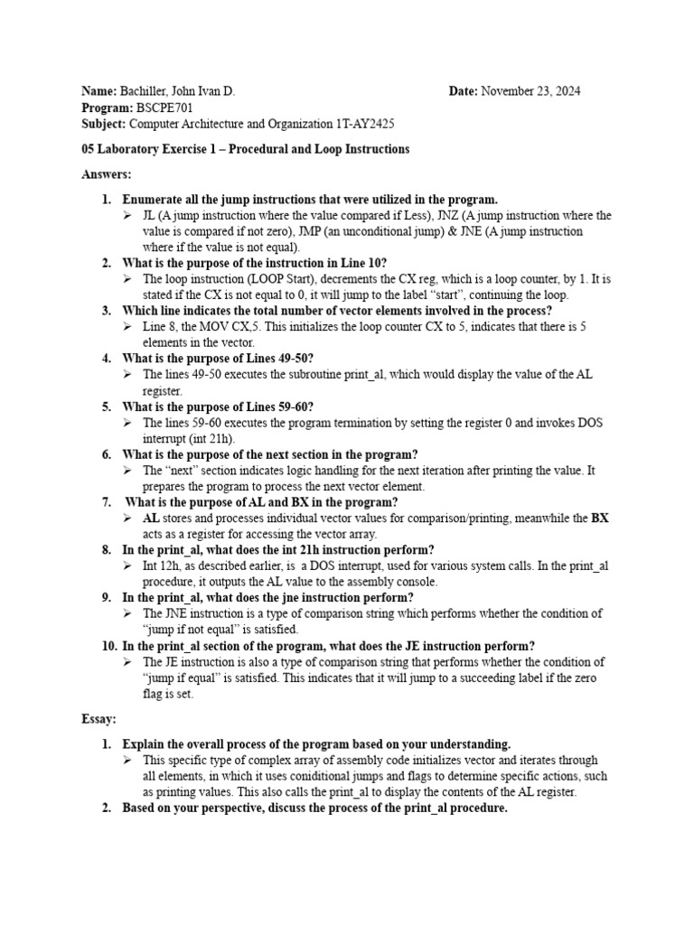 Bscpe701 05 Lab1 Bachiller | PDF | Control Flow | Computer Science