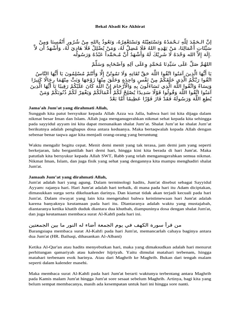 Bekal Abadi Ke Akhirat Rev | PDF