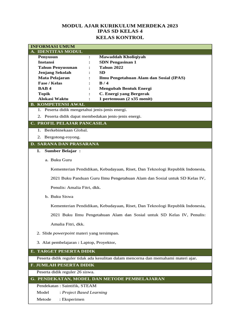 Modul Ajar Kontrol C | PDF