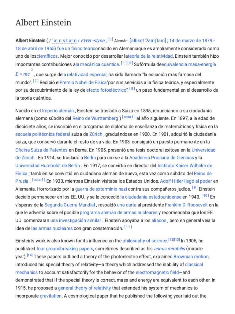 Albert Einstein - Wikipedia | PDF | Albert Einstein | General Relativity