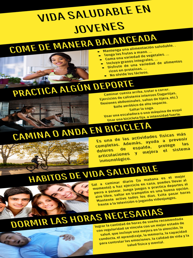 Infografía de Lista Consejos para Una Vida Saludable Llamativo Amarillo ...