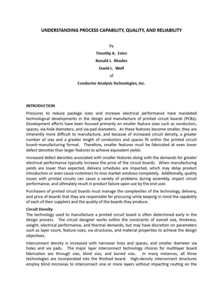 Understanding Process Capability, Quality and Reliability | PDF Understanding Process Capability, Quality and Reliability | PDF