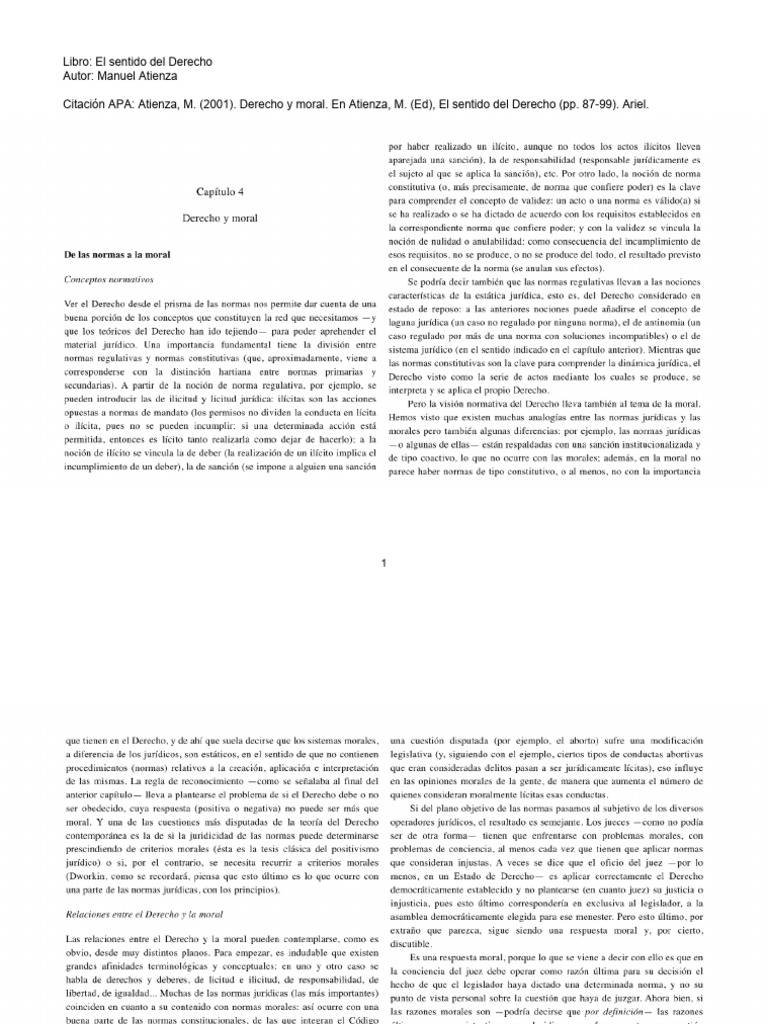 Capítulo 4. Derecho y Moral - Manuel Atienza | PDF