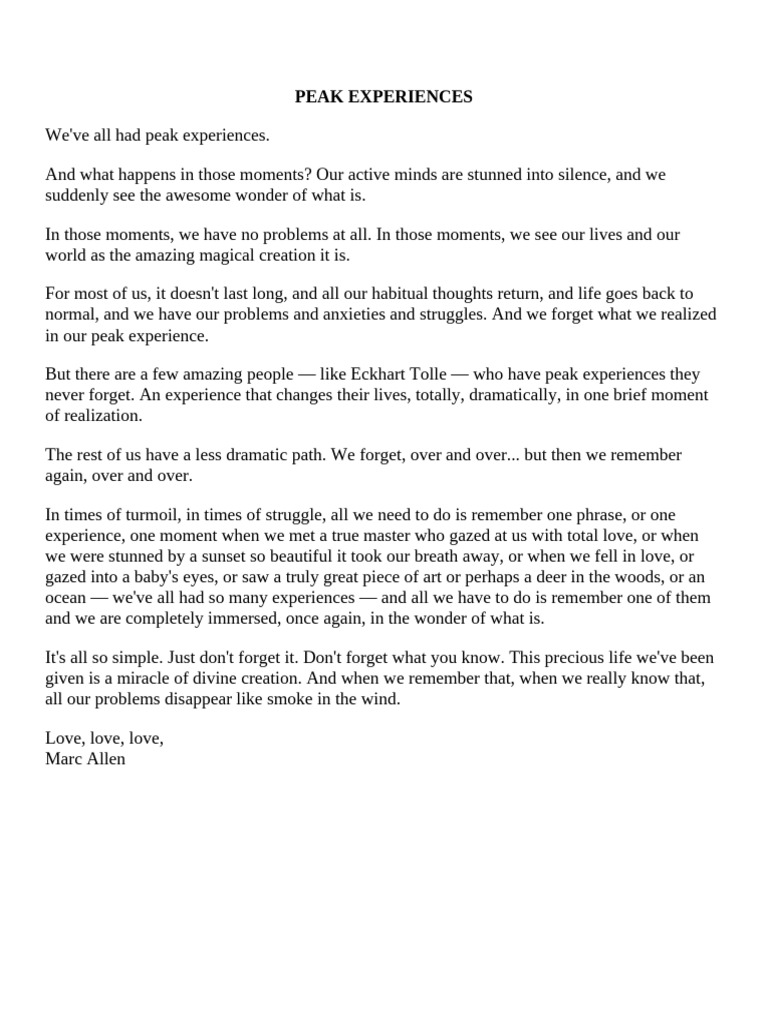 Peak Experiences | PDF