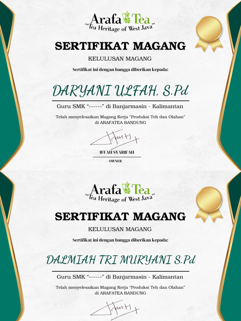 Sertifikat Kelulusan Magang | PDF