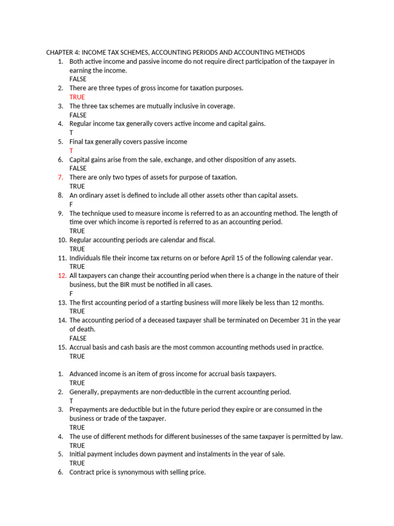 Tax Schemes, Accounting Methods and Periods | PDF | Capital Gains Tax ...