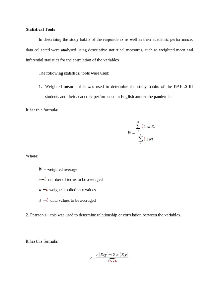 Sample Statistical Tools | PDF