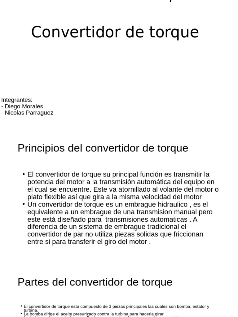 Convertidor de Torque | PDF | Embrague | Transmisión automática