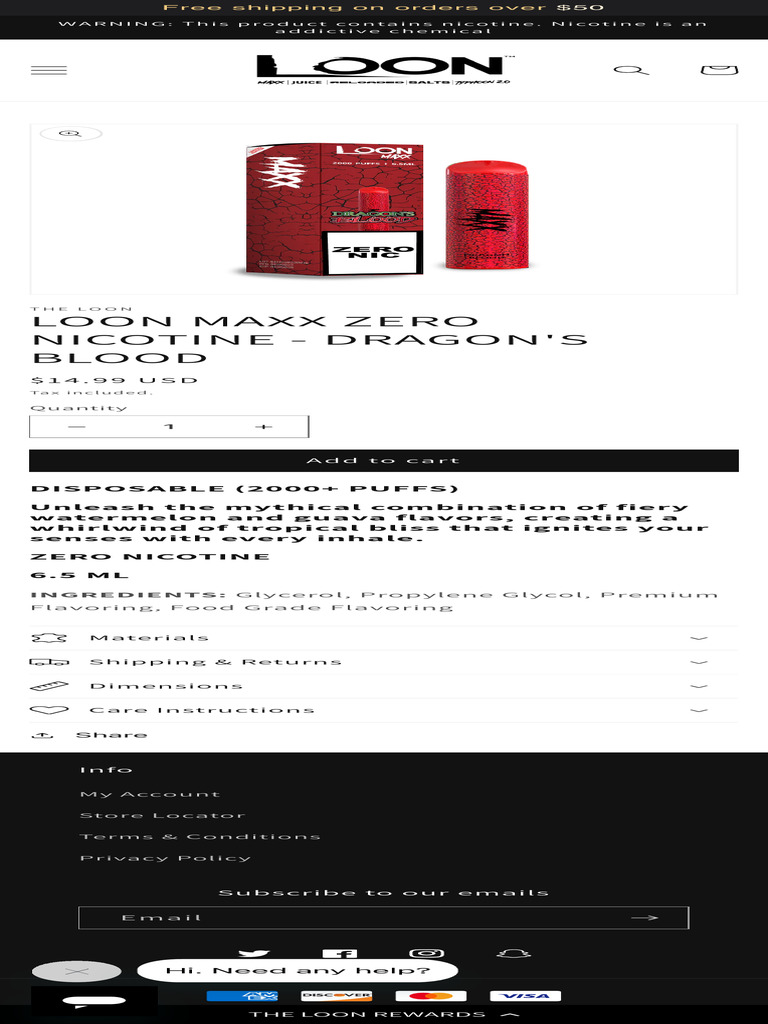 Loon Maxx Zero Nicotine - Dragon's Blood - The Loon | PDF