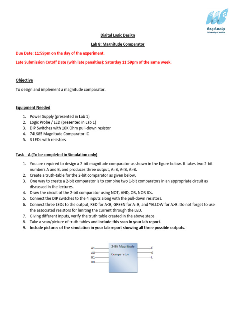 Lab 08 - Magnitude Comparator | PDF | Electrical Components ...
