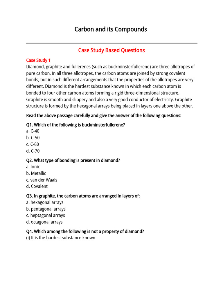 Case Studies on Carbon Compounds | PDF | Carbon | Combustion