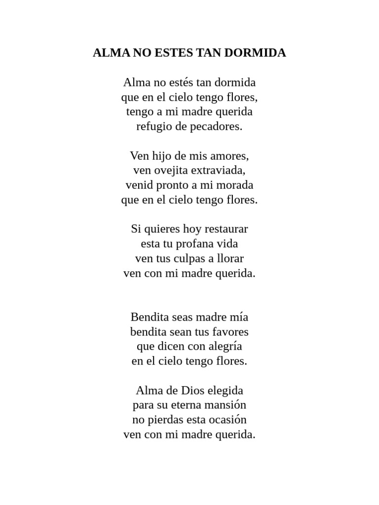 Alma No Estés Tan Dormida: Letra y Mensaje | PDF