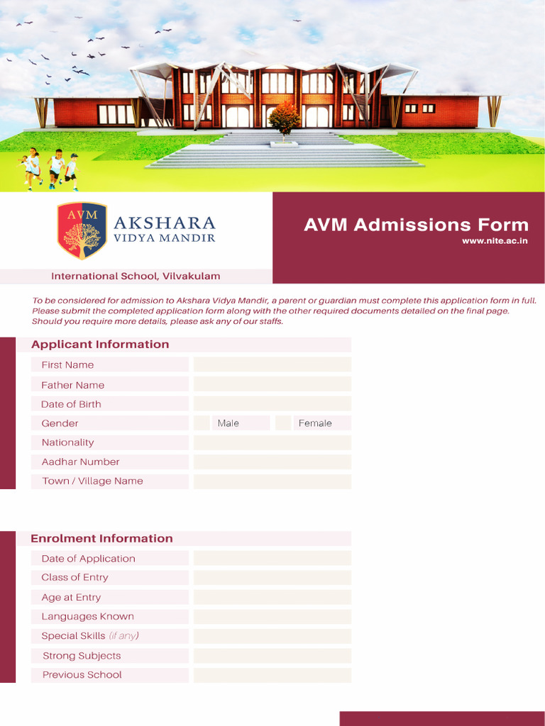 AVM Application Form | PDF