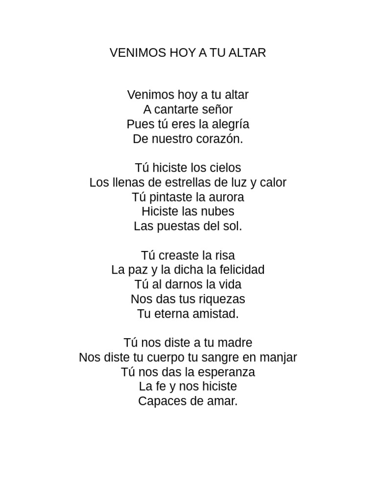 Venimos Hoy A Tu Altar | PDF